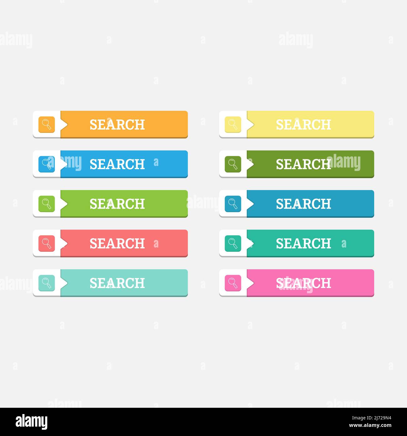 set of colored buttons labeled SEARCH . Flat style Stock Vector Image ...