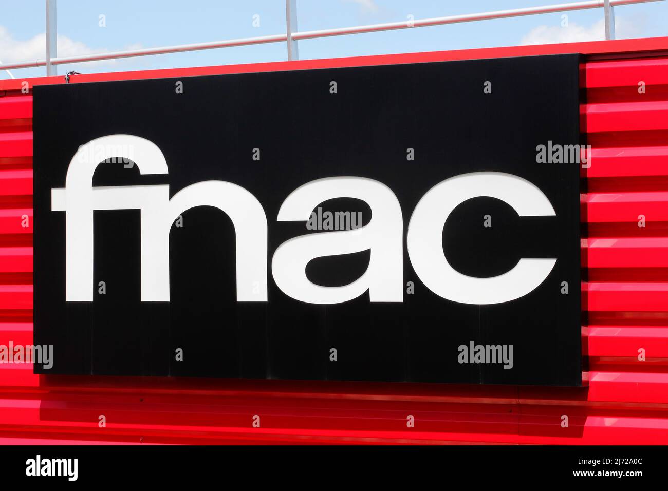 Saint Etienne, France - June 21, 2020: Fnac logo on a wall. Fnac is a ...
