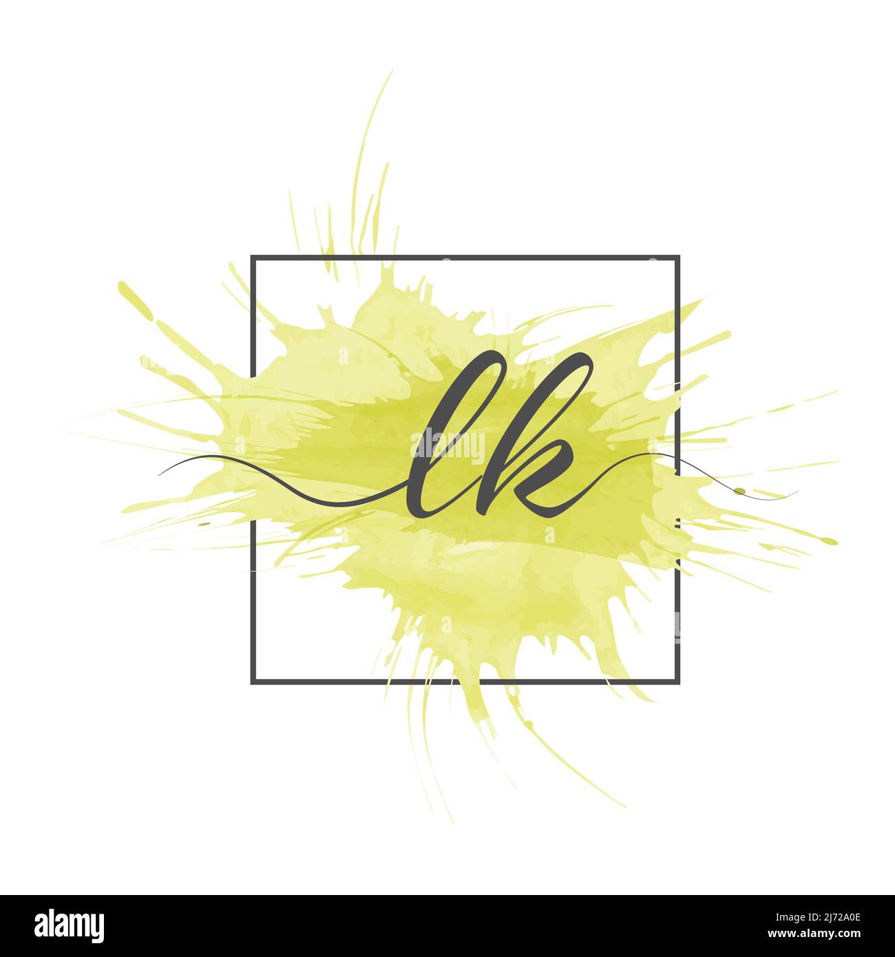 Calligraphic lowercase letters L and K are written in a solid line on a ...