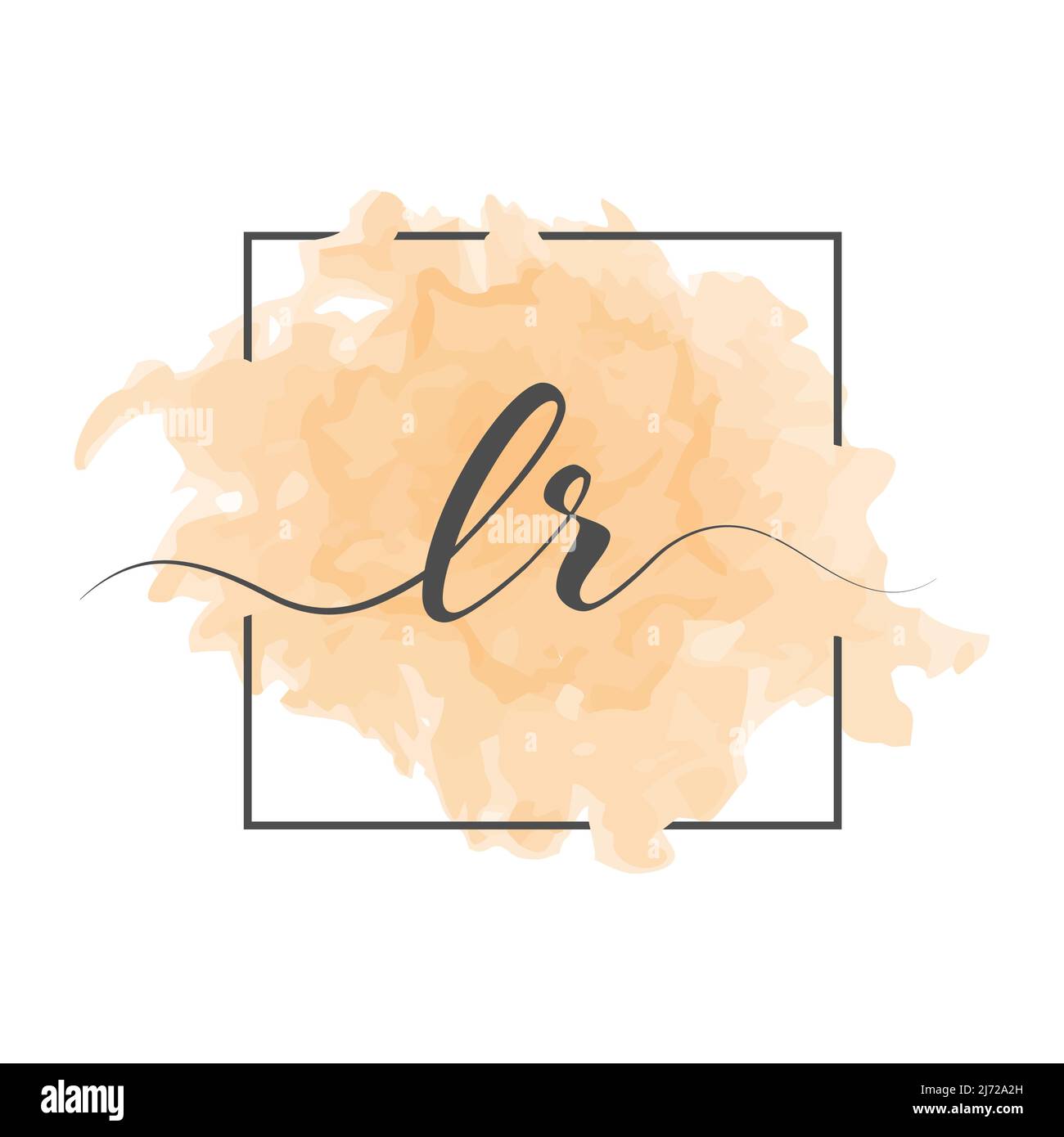 Calligraphic lowercase letters L and R are written in a solid line on a ...