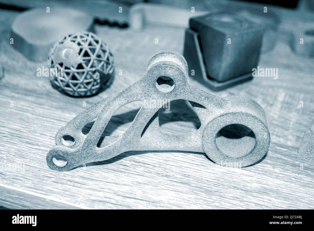 Model printed on 3D printer. Gray object printed on 3D printer made of ...