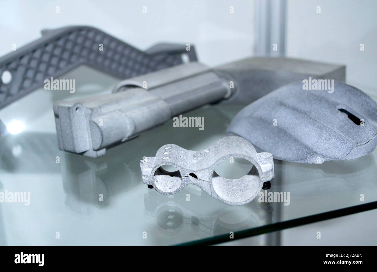 Model printed on 3D printer. Gray object printed on 3D printer made of ...