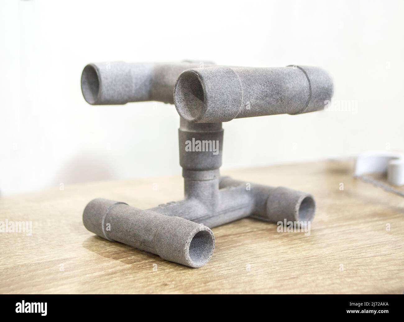 Model printed on 3D printer. Gray object printed on 3D printer made of ...