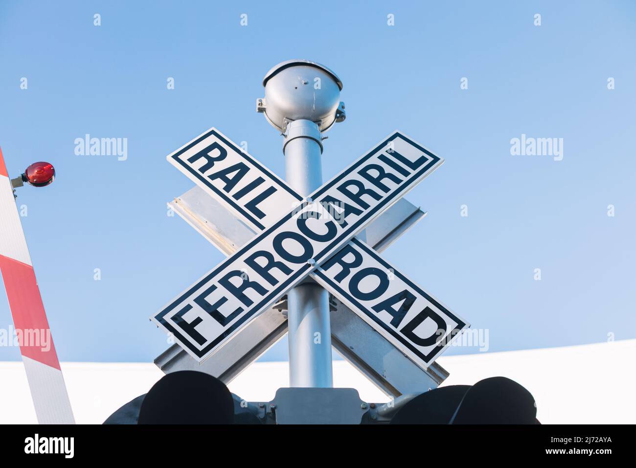 railway sign with the word railway, low angle Stock Photo - Alamy