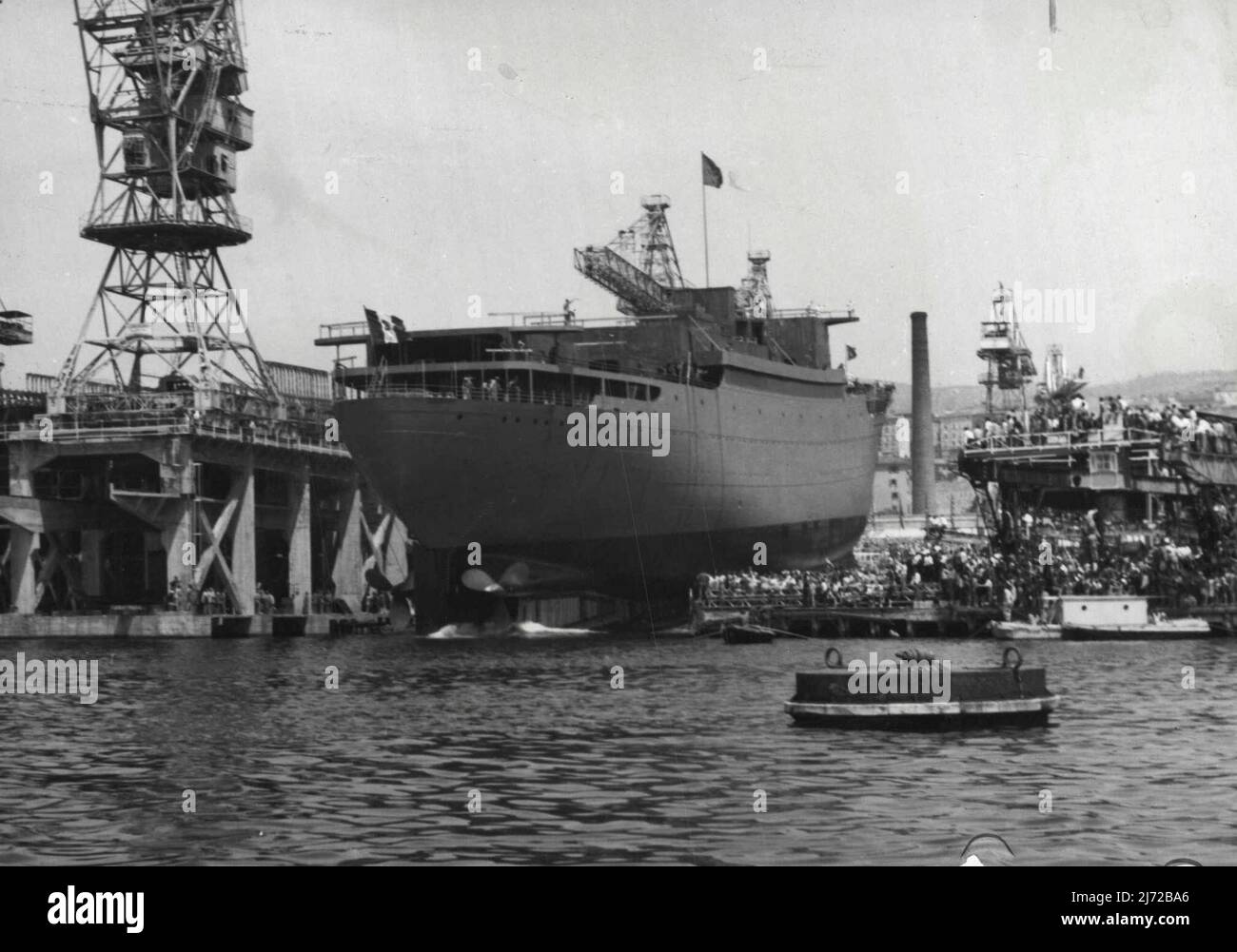 Launching the first post-war ship built in Trieste-the motorship ...