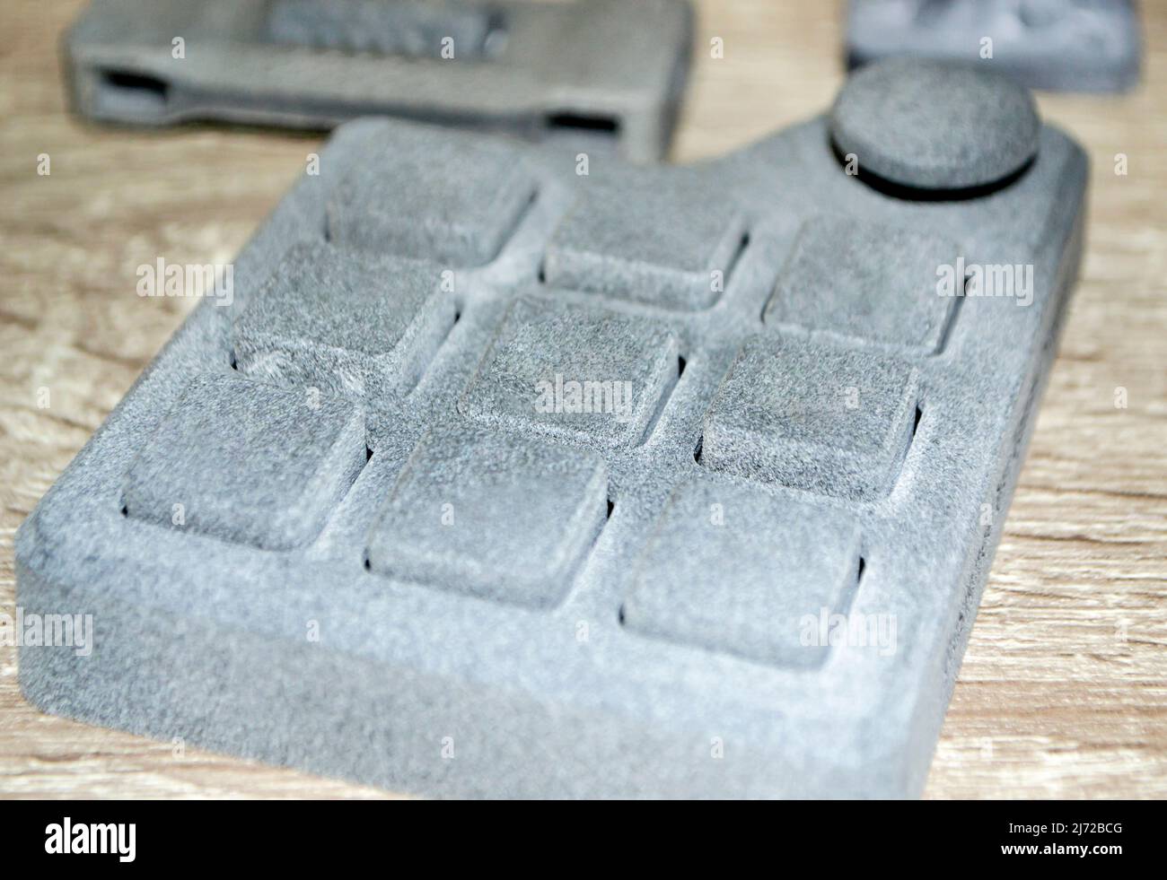 Model printed on 3D printer. Gray object printed on 3D printer made of ...