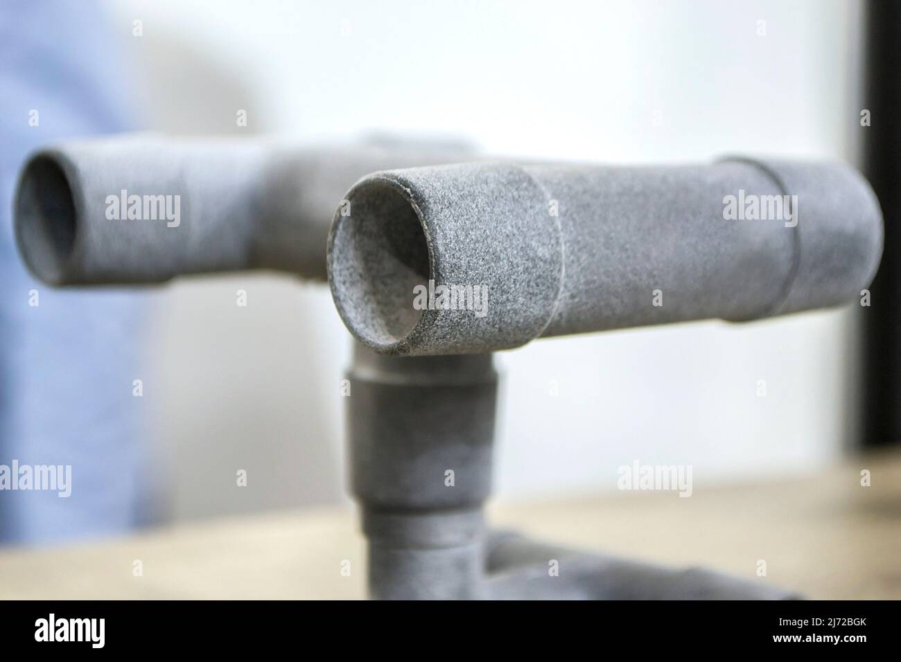 Model printed on 3D printer. Gray object printed on 3D printer made of ...