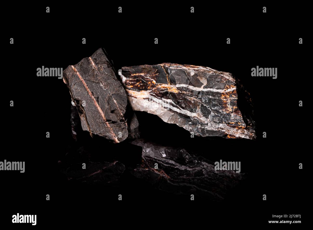 Macro Close up image of raw material Manganese Ore rock isolated on ...