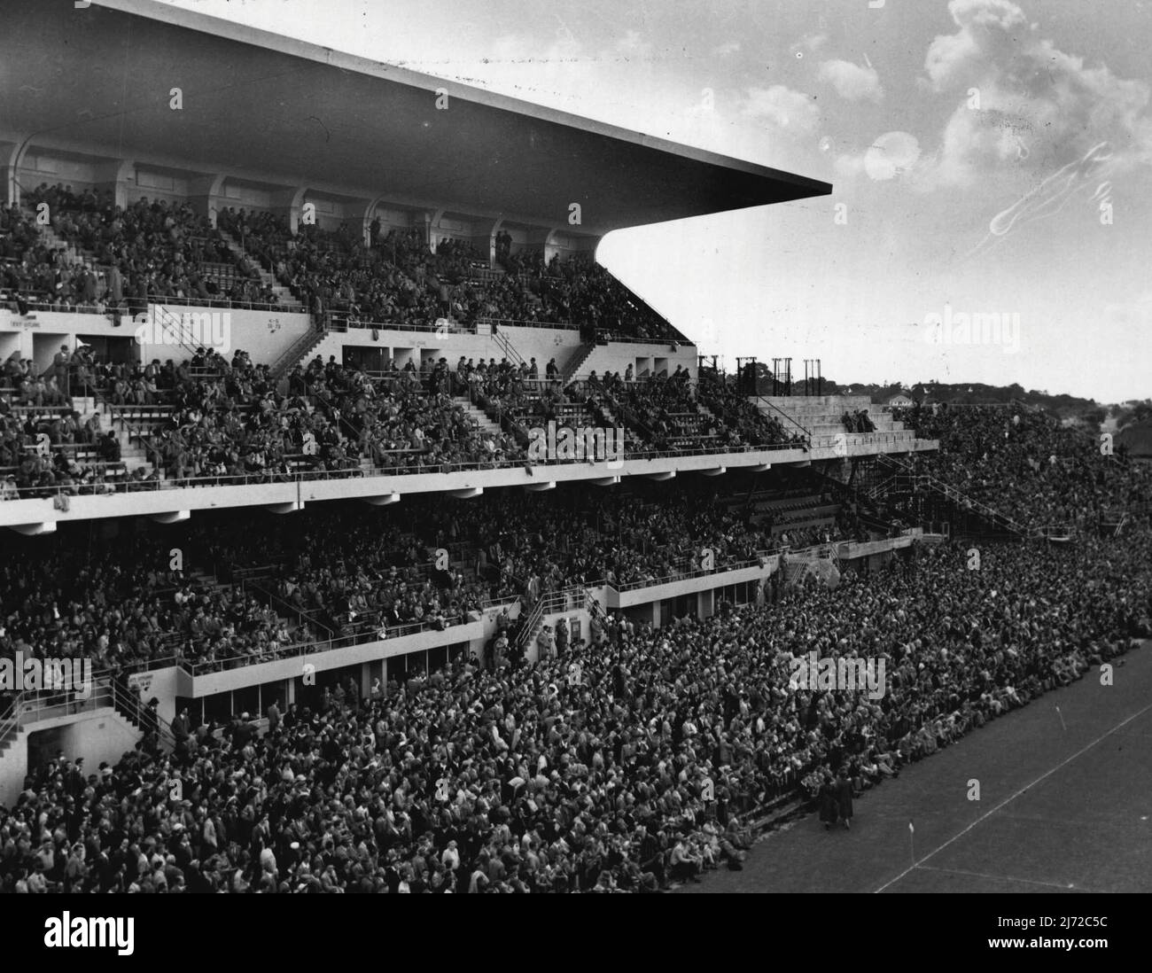 A section of the crowd who for the first time were able to watch a Test ...