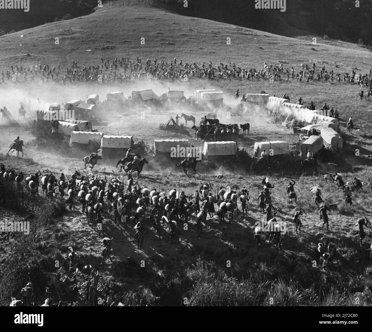 The threatened Zulu attack materializes at a river crossing. The Boers ...