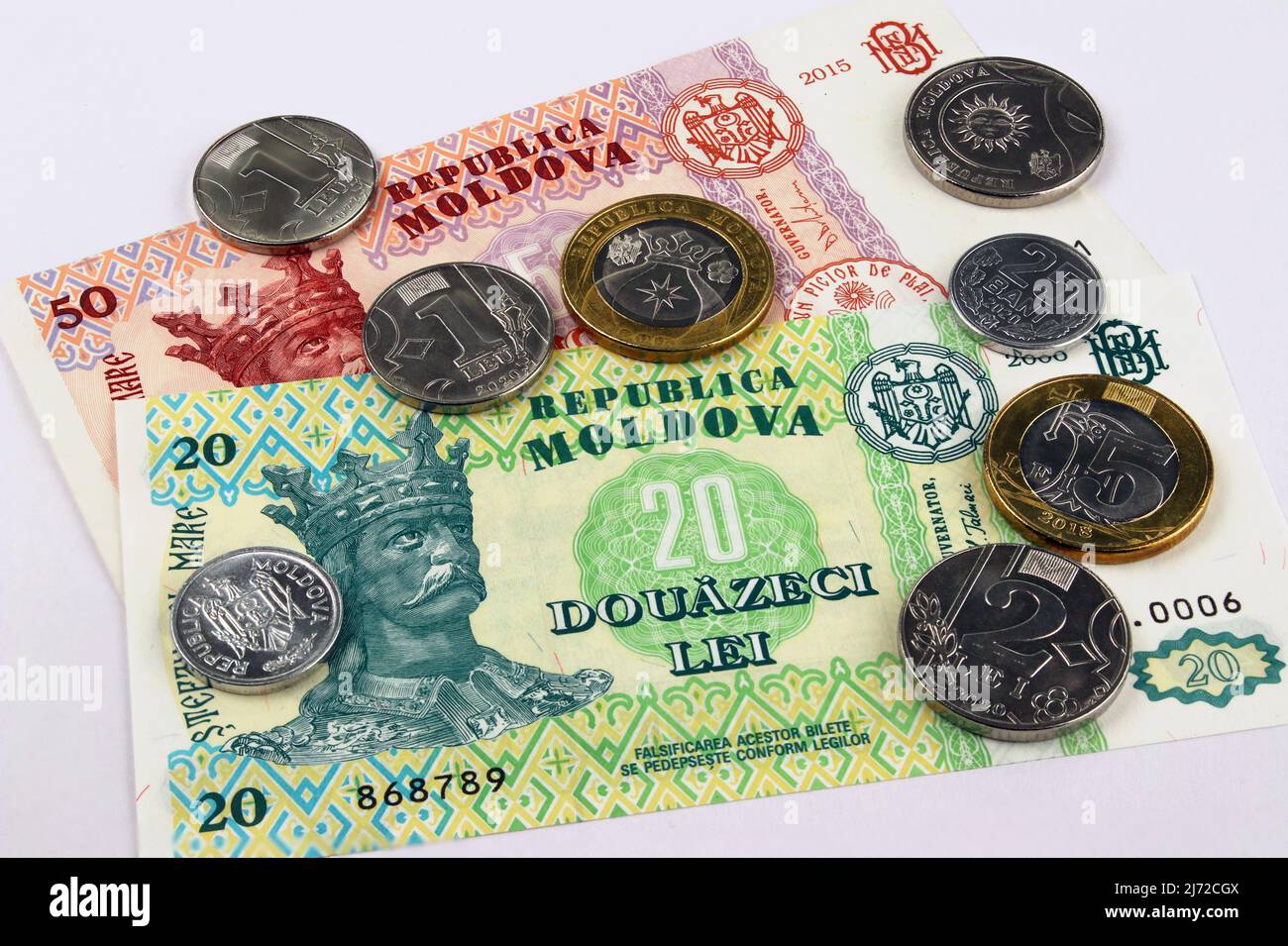 Moldova, Lei coins and banknotes of the republic, national currency ...