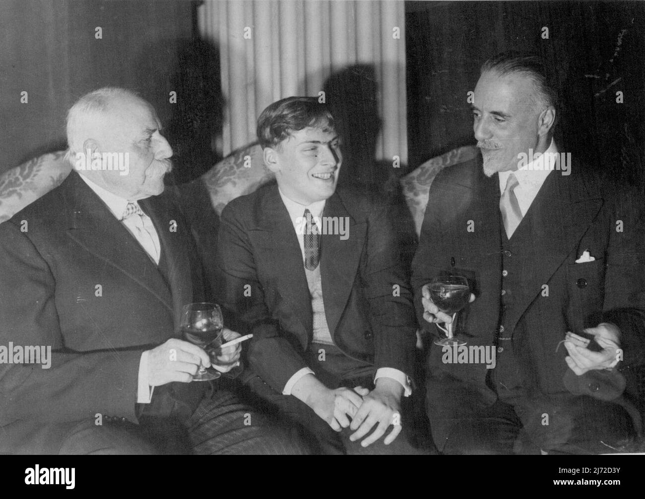 Yehudi Menuhin with Sir Thomas Beecham and (left) Sir Edward Elgar at a ...