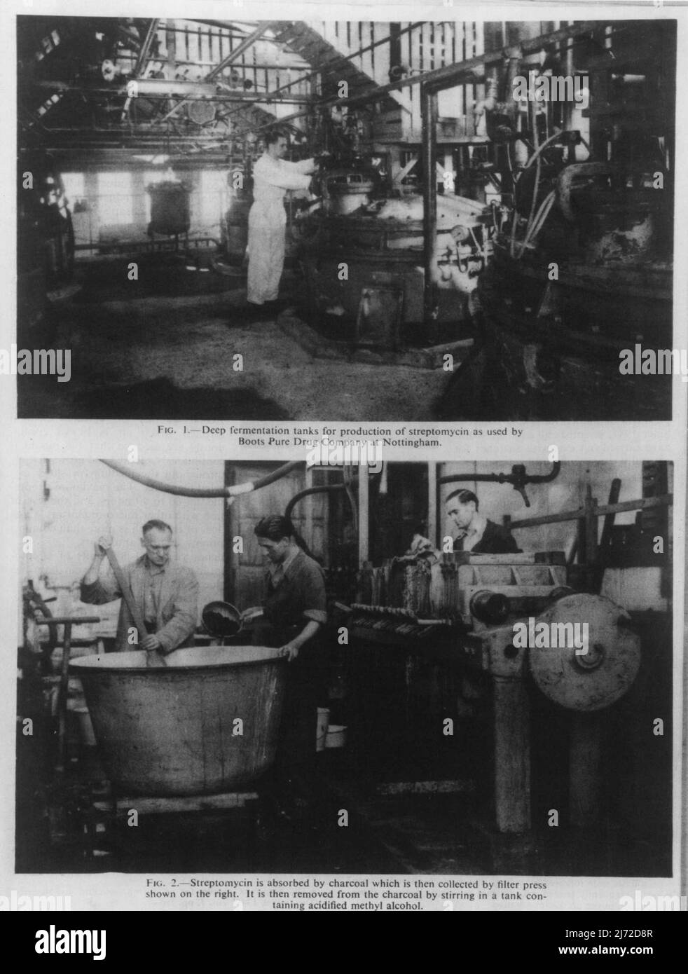 Deep fermentation tanks for production of streptomycin as used by Boots ...