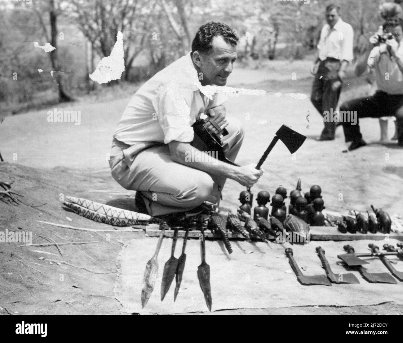 Slasher Chooses A Weapon - Ken MacKay handling a tomahawk made by a ...