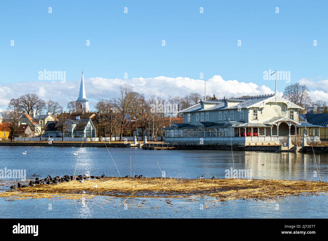 Promenade of popular resort town Haapsalu in Estonia, Europe in early ...