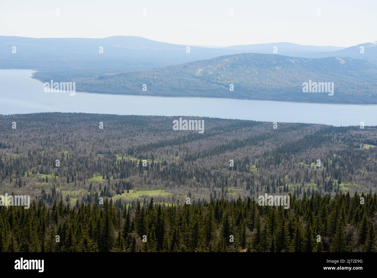 National park, the Urals, Russia. Aerial view of vast wild forest ...