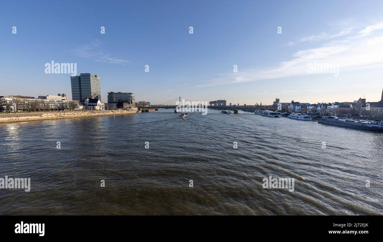 River Rhine running trough Cologne in a spring weather Stock Photo - Alamy
