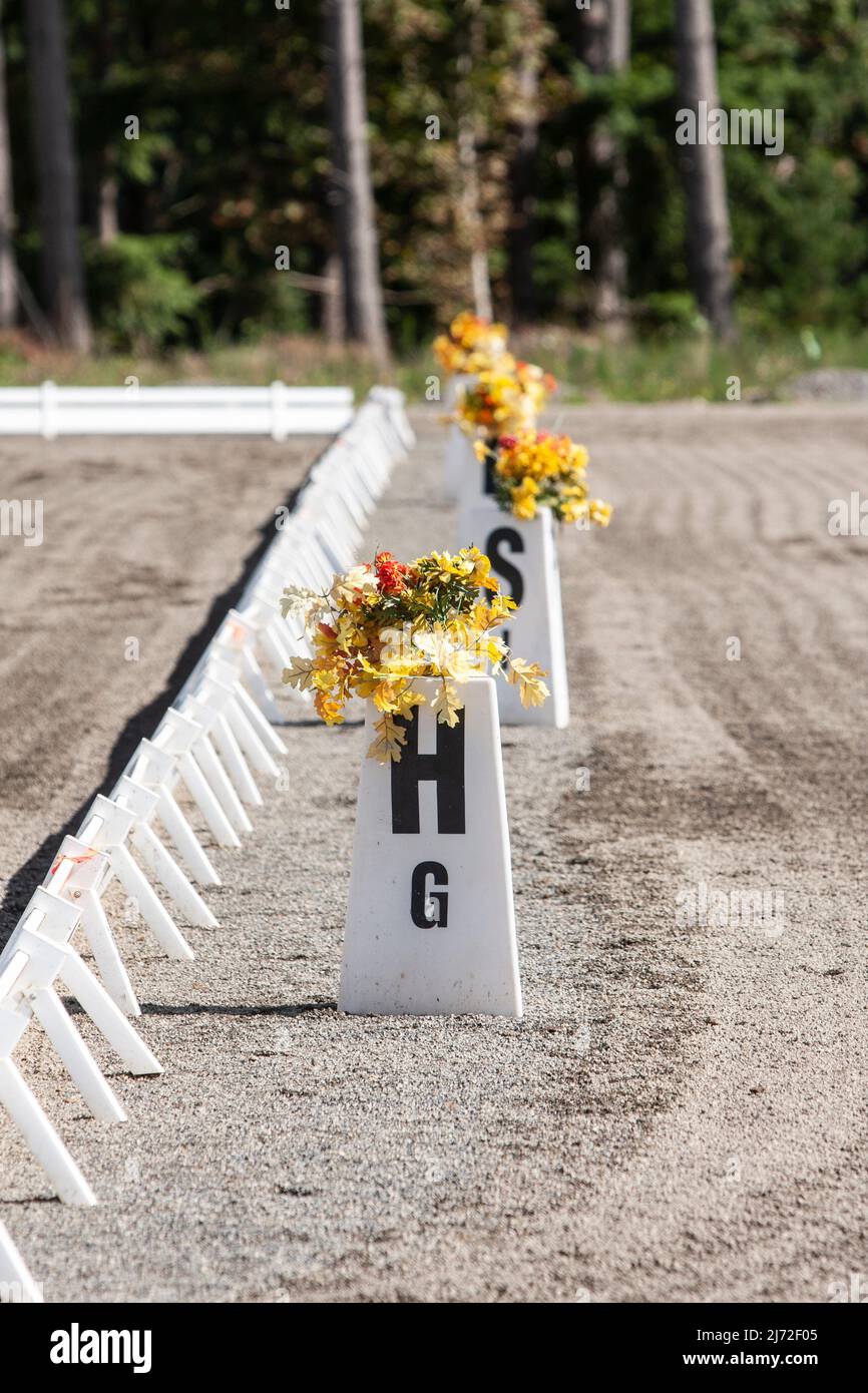 Ringside dressage letters topped with seasonal autumn decorations on ...