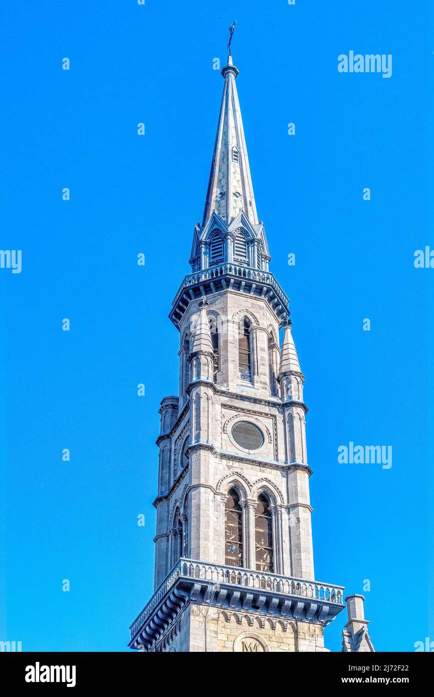 Spire of a Christian church. Architectural feature of an old building ...