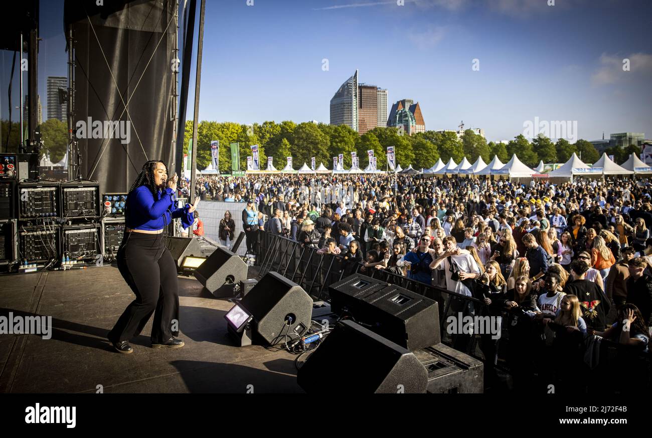 2022-05-05 18:59:48 THE HAGUE - Romy Dya during the Liberation Festival ...