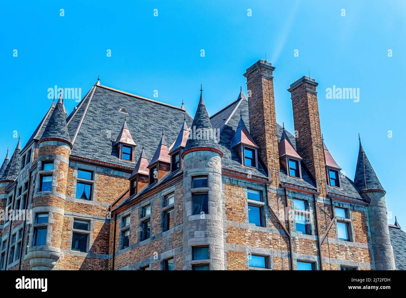 Architectural feature of an old building in the Canadian city. Old ...