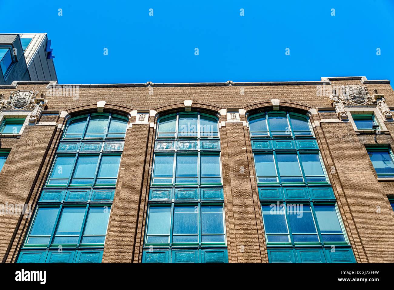 Architectural feature of an old building in the Canadian city. Old ...