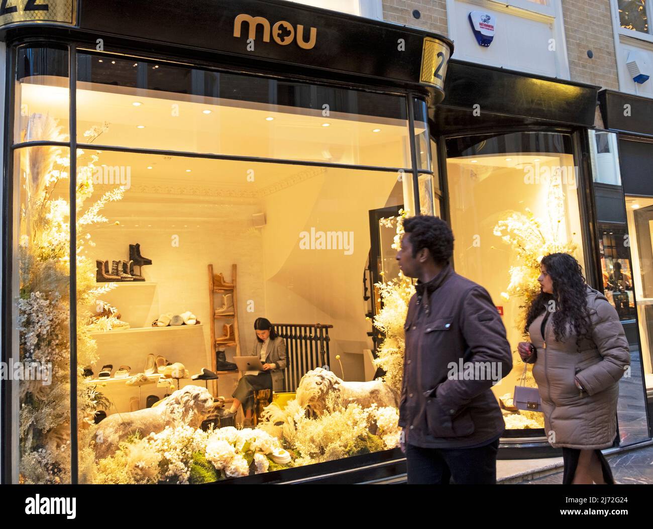 Mou ethical shoe shop in Burlington Arcade shopping centre stores ...