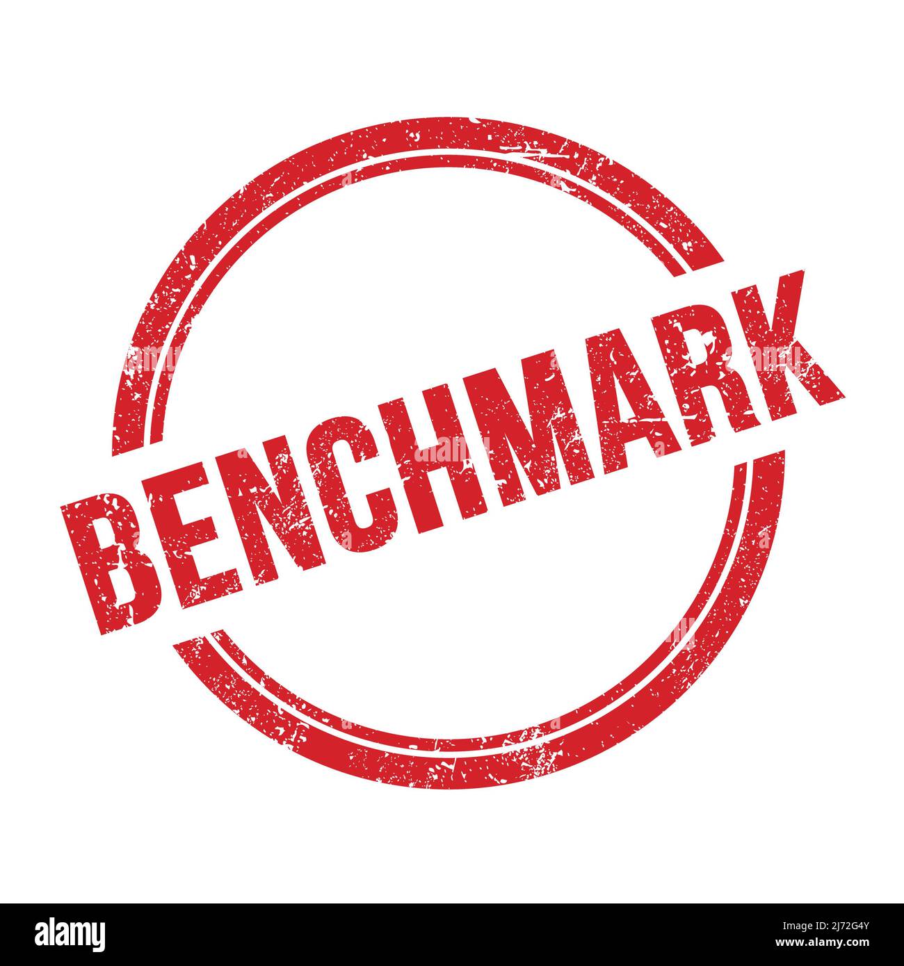 BENCHMARK text written on red grungy vintage round stamp Stock Photo ...