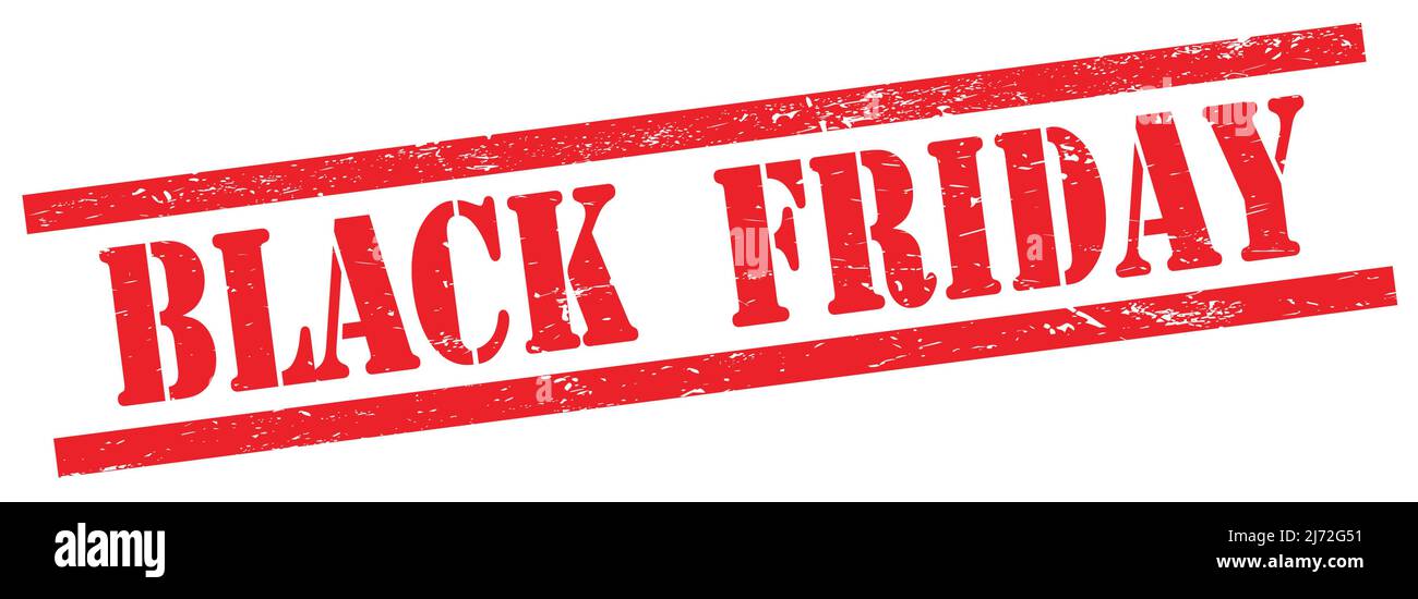 BLACK FRIDAY text on red grungy rectangle vintage stamp Stock Photo - Alamy
