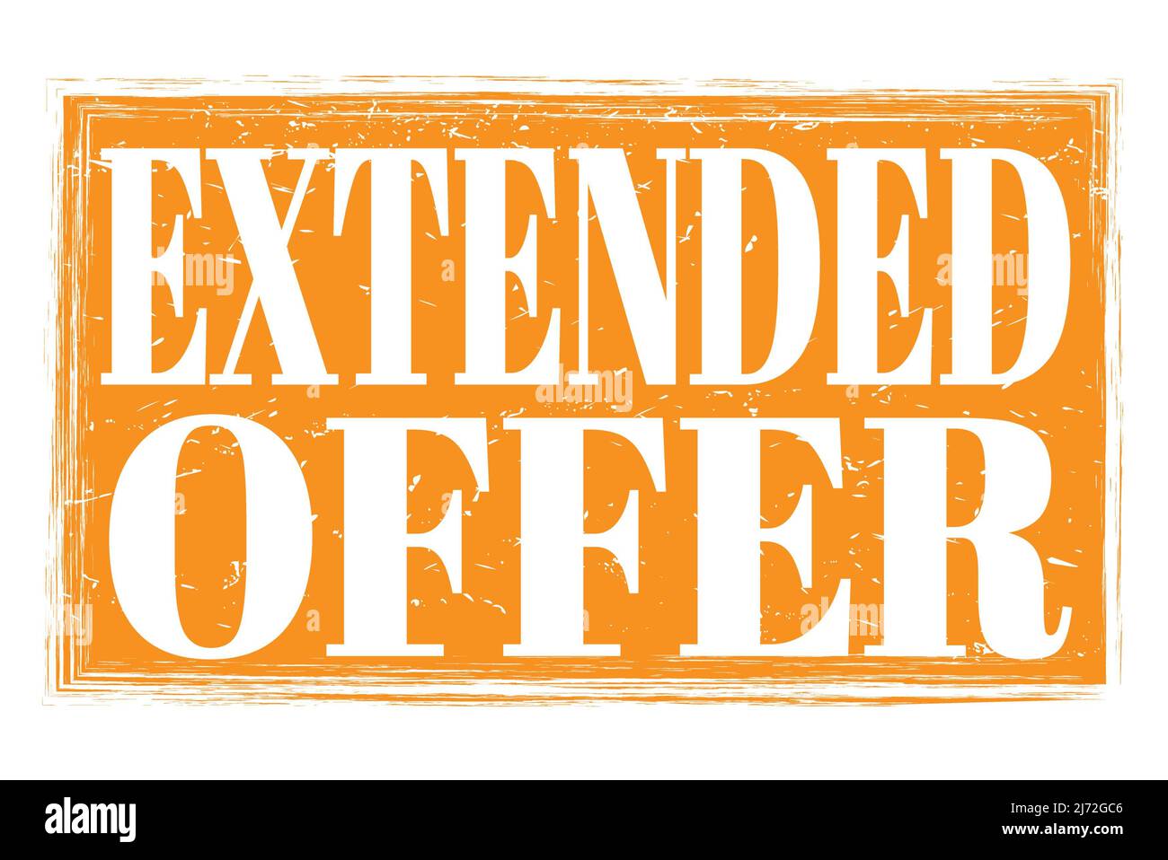 EXTENDED OFFER, words written on orange grungy stamp sign Stock Photo ...