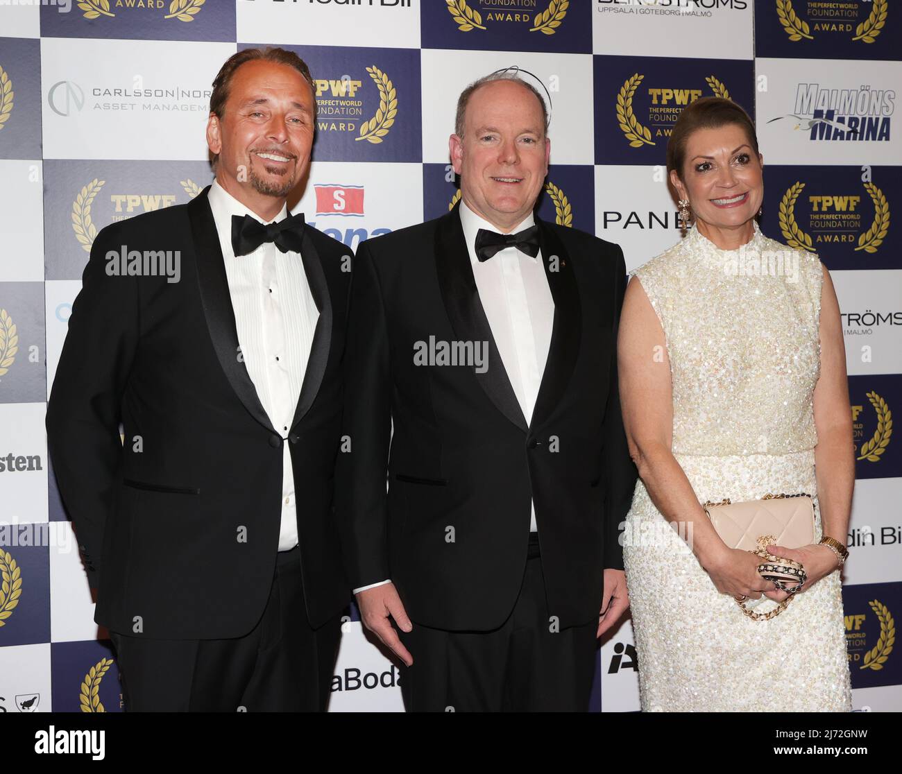 Prince Albert II of Monaco together with Ragnhild Jacobsson and Lars ...