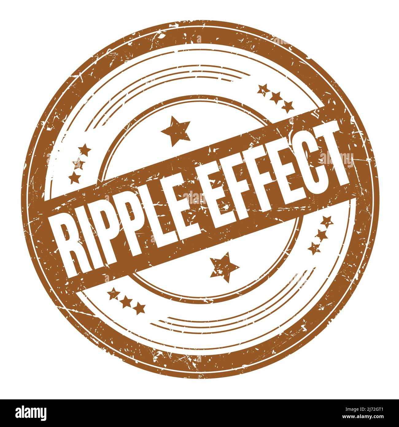 RIPPLE EFFECT text on brown round grungy texture stamp Stock Photo - Alamy
