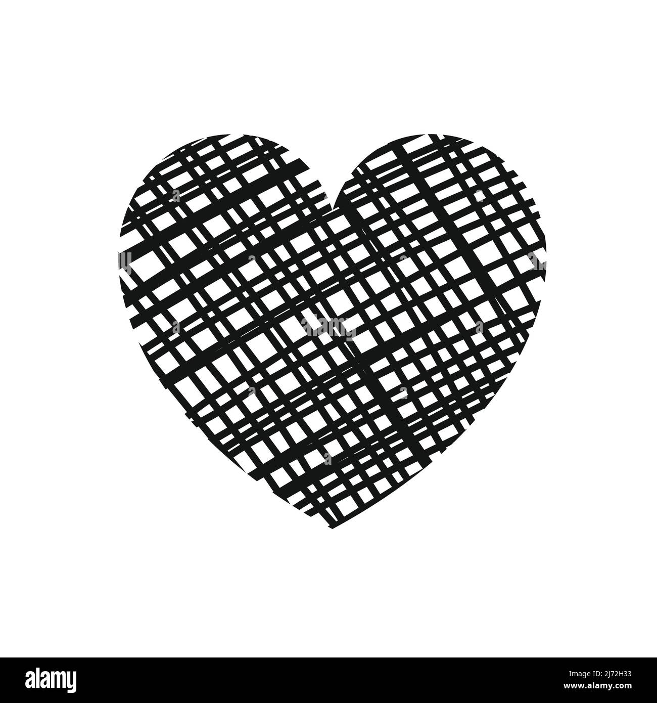 Black heart vector illustration isolated on white background. Doodle ...