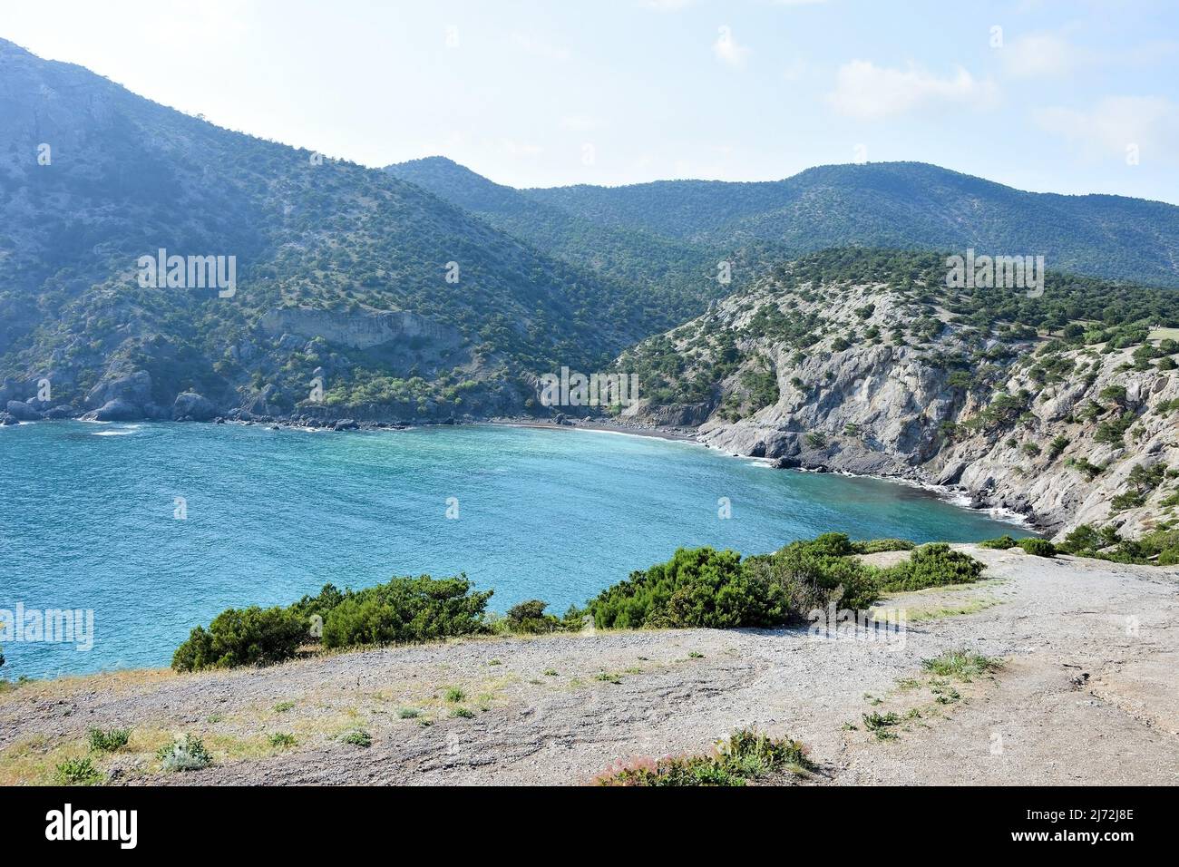 Cape Kapchik in the Black Sea near the village of Novy Svet sunny ...