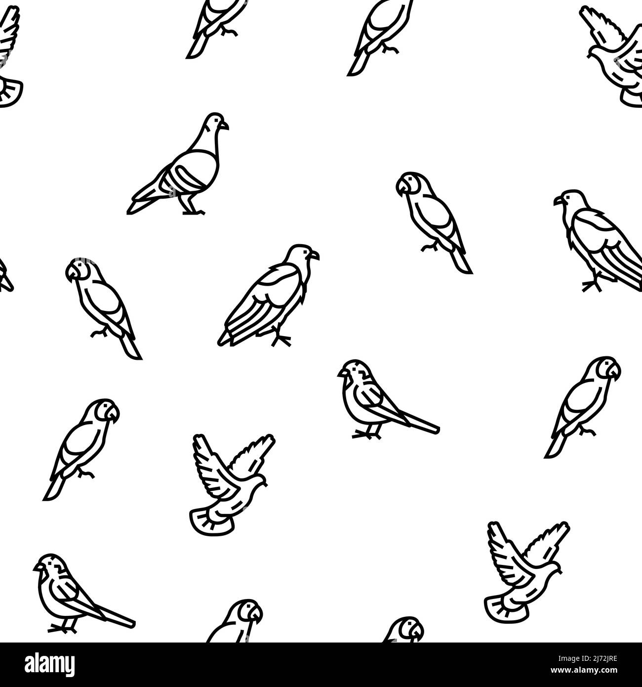 Bird Flying Animal With Feather Vector Seamless Pattern Stock Vector ...