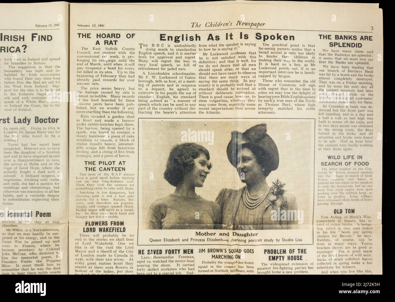 Articles and photo of Queen Elizabth and Princess Elizabeth inside ...