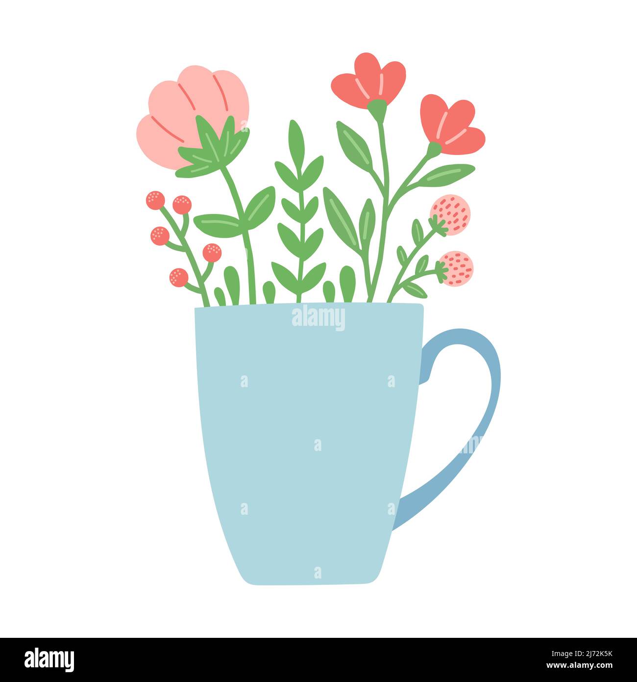 Flower in beautiful cup, flat design vector Stock Vector Image & Art ...