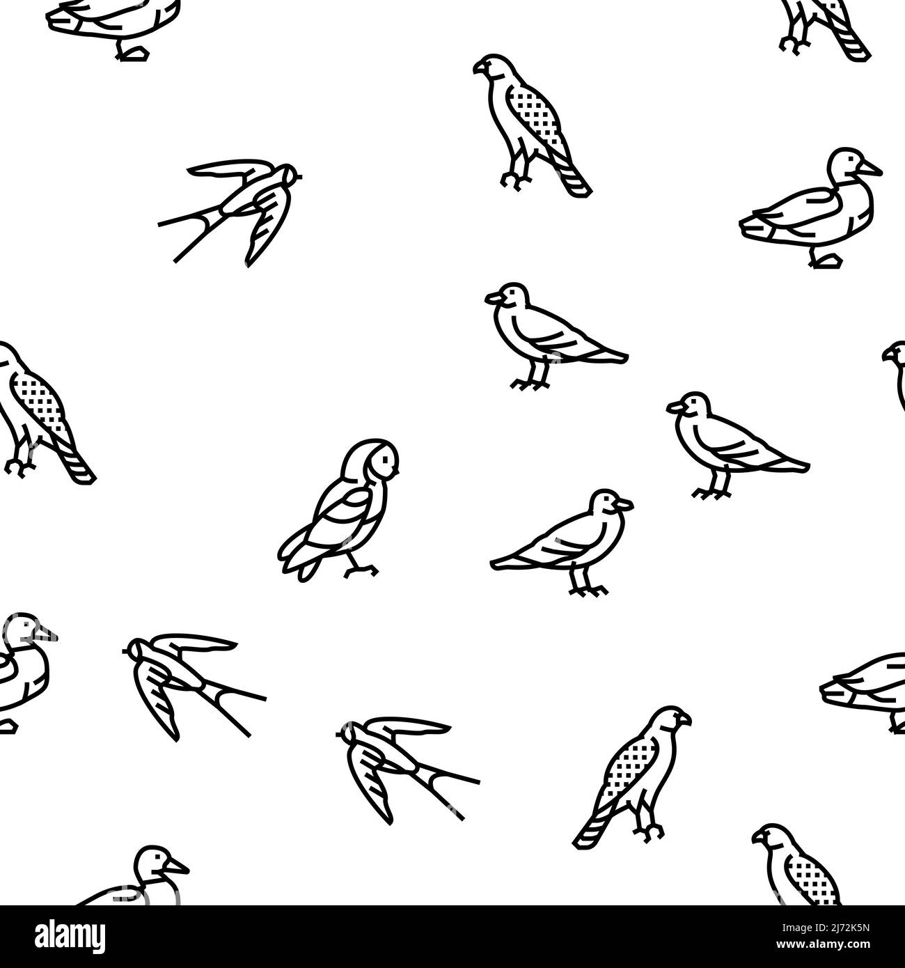 Bird Flying Animal With Feather Vector Seamless Pattern Stock Vector ...