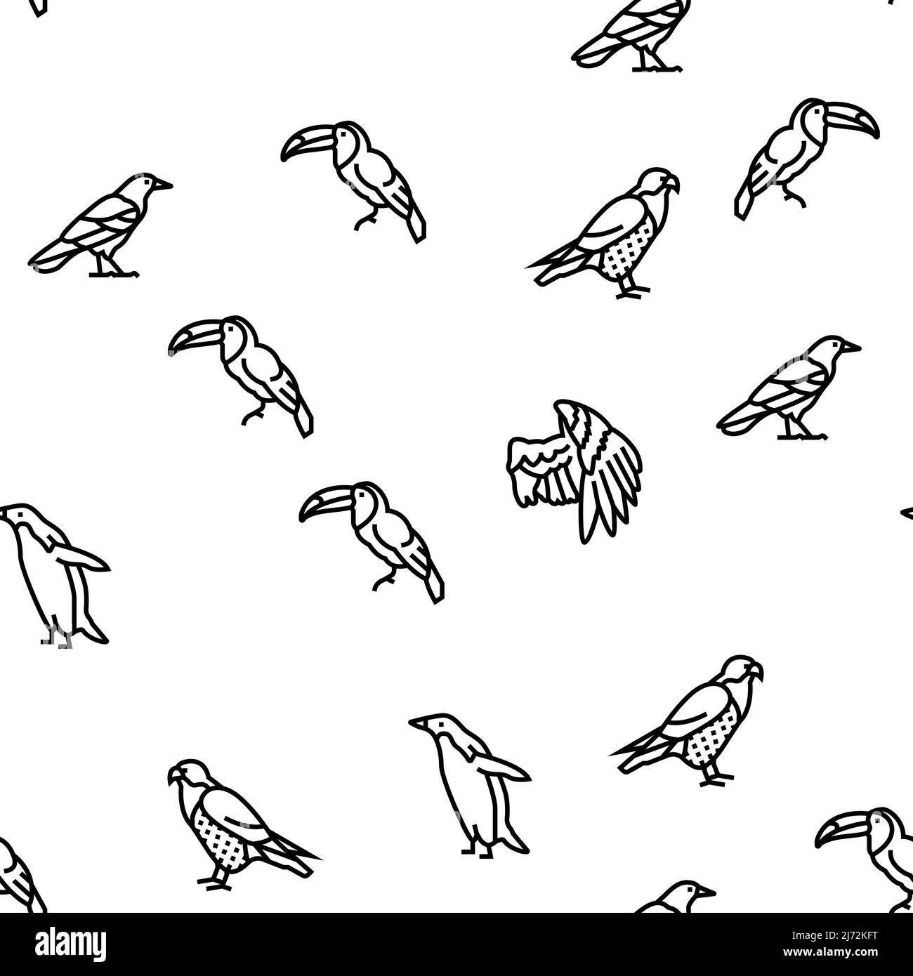 Bird Flying Animal With Feather Vector Seamless Pattern Stock Vector ...