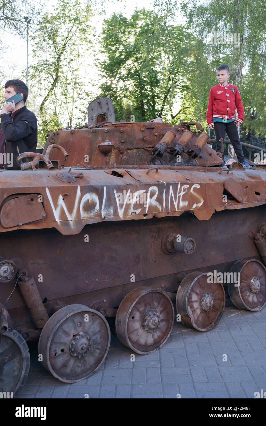 Vinnitsa. May 5.2022 Russia's war against Ukraine. Russian trophy ...