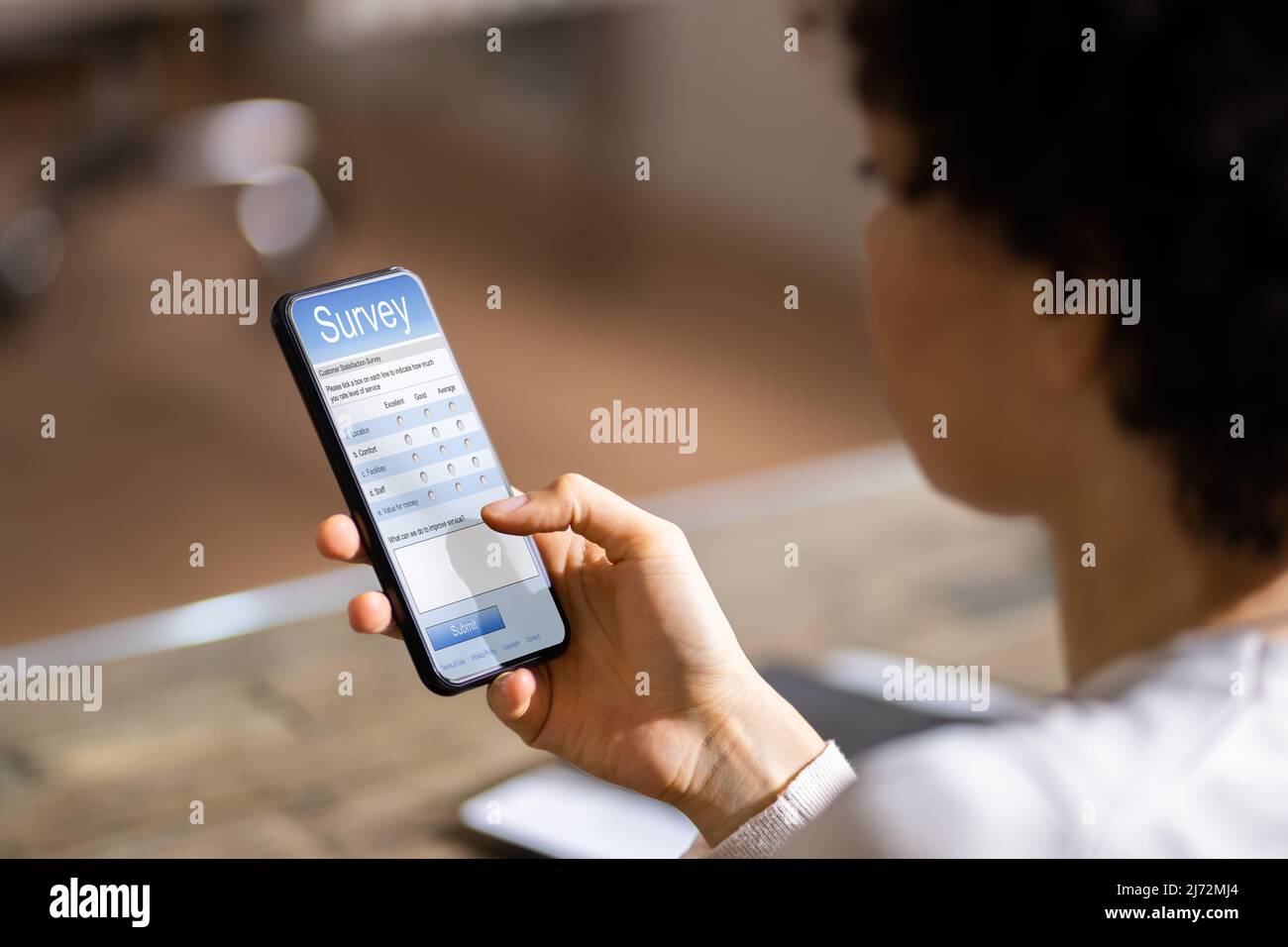 Digital Online Research Survey Form On Mobile Phone Screen Stock Photo ...