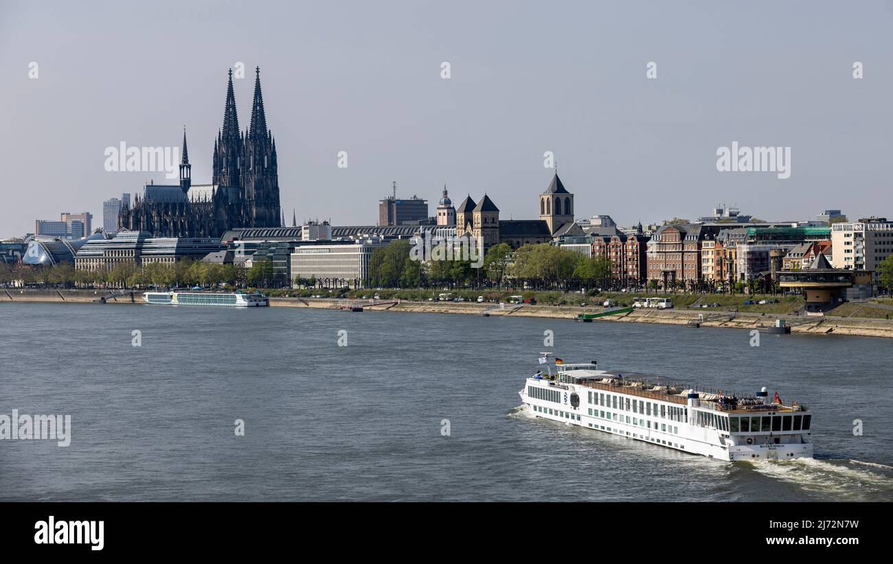 River Rhine running trough Cologne in a spring weather Stock Photo - Alamy