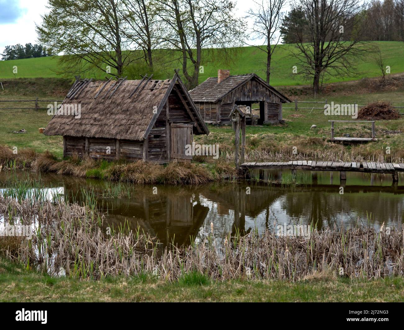 Medieval settlement reconstruction site, Kaszuby Region, Poland Stock ...