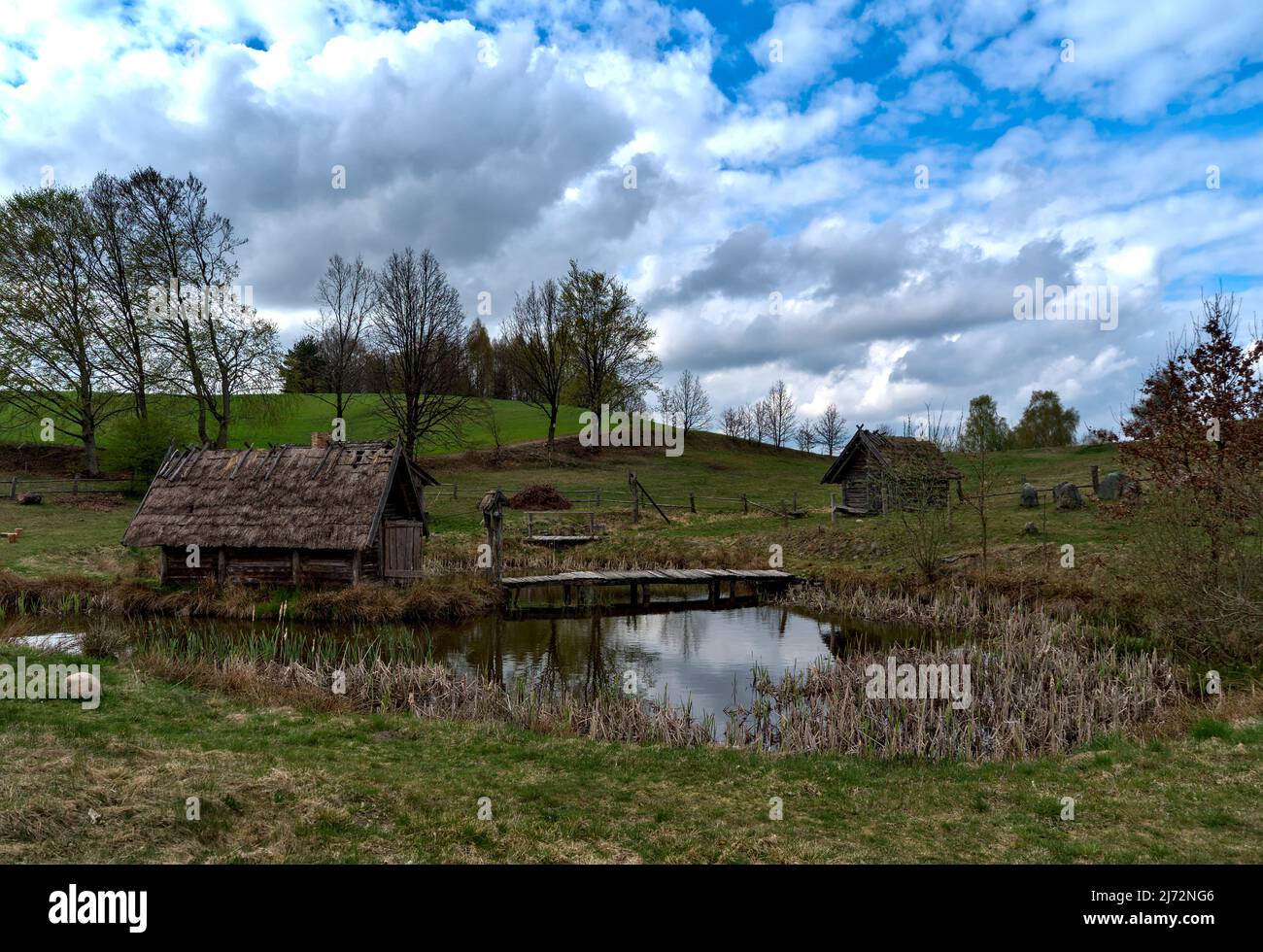 Medieval settlement reconstruction site, Kaszuby Region, Poland Stock ...