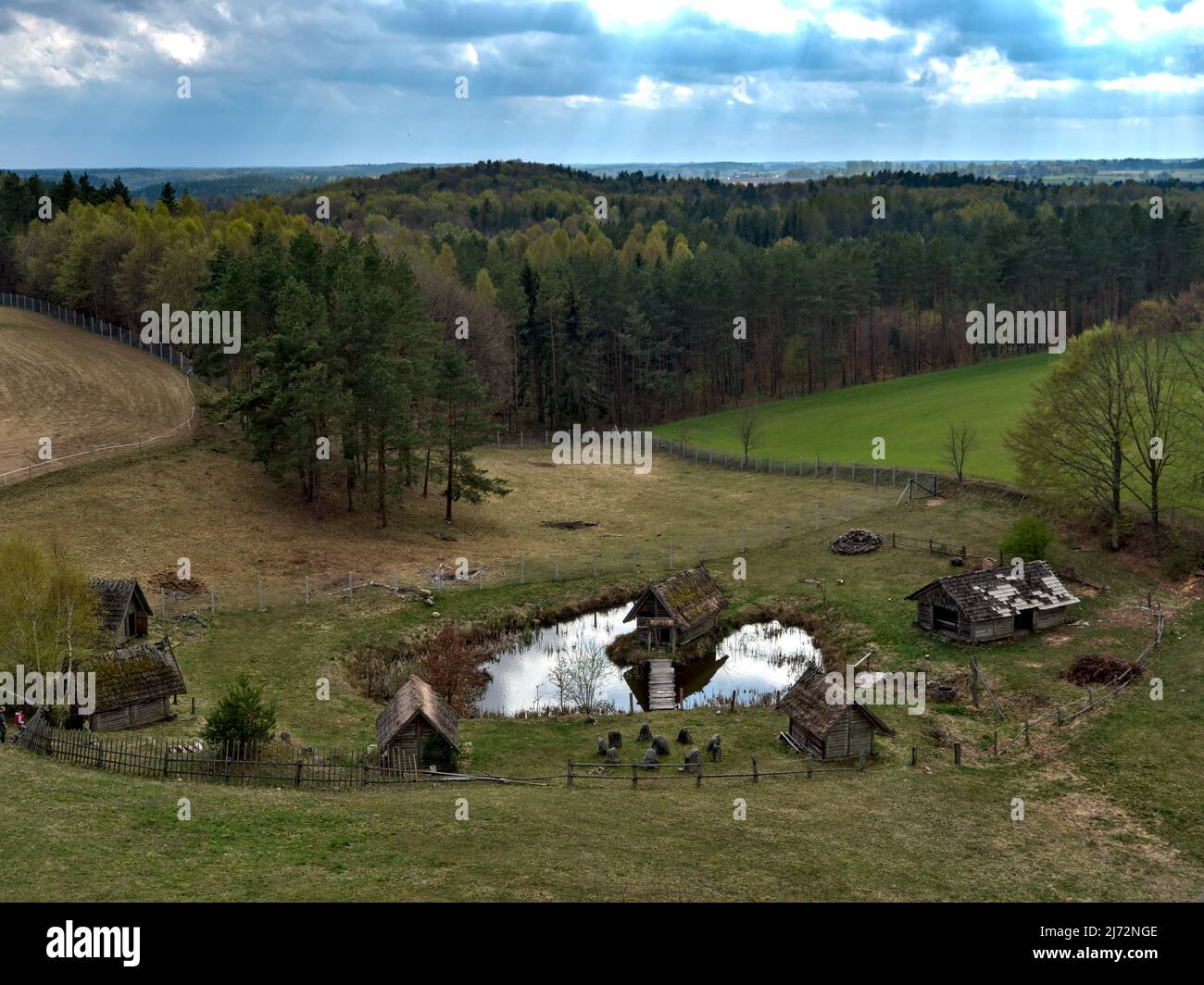 Medieval settlement reconstruction site, Kaszuby Region, Poland Stock ...