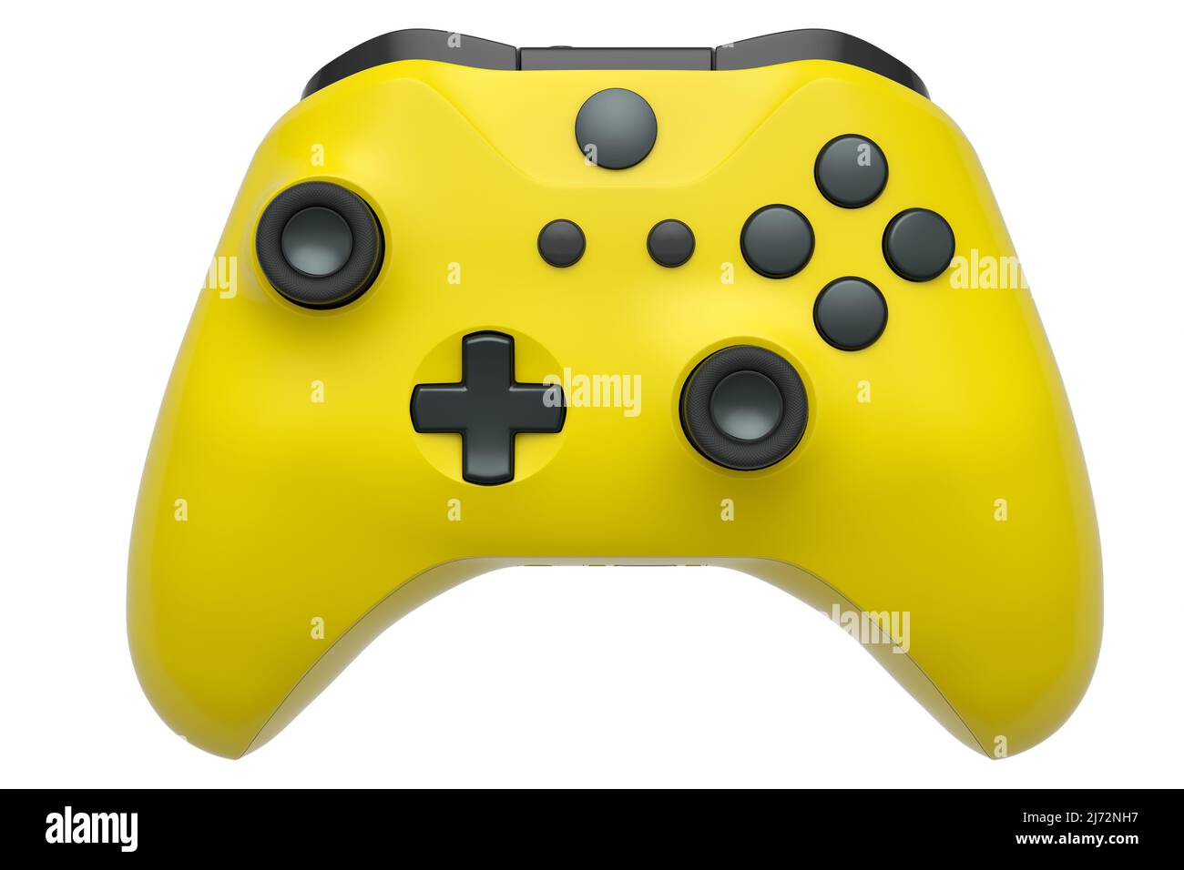 Realistic yellow video game joystick on white background. 3D rendering ...