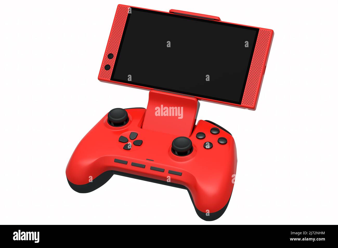 Realistic red joystick for playing games on a mobile phone on white ...