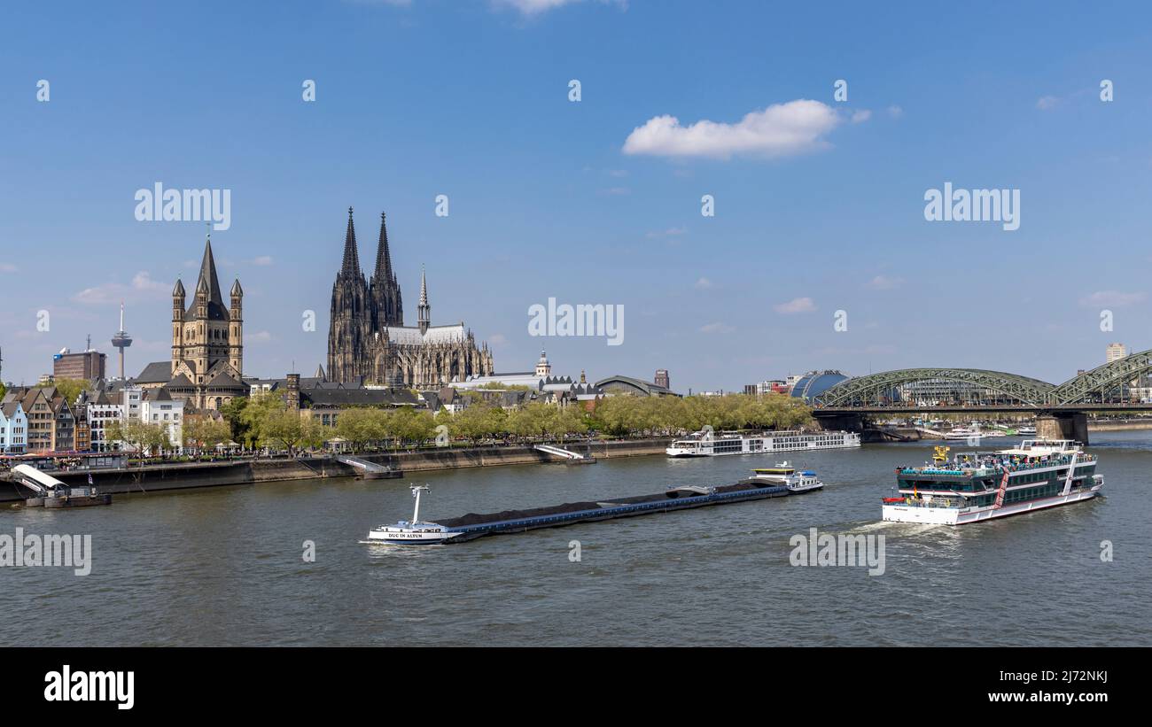 River Rhine running trough Cologne in a spring weather Stock Photo - Alamy