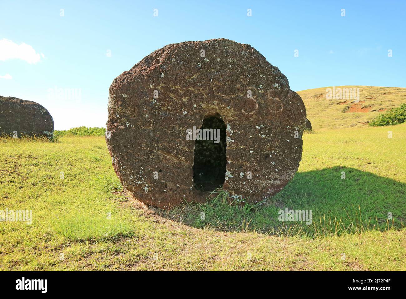 Abandoned Carved Moai Statues' Huge Topknots Called Pukao Scattered on ...