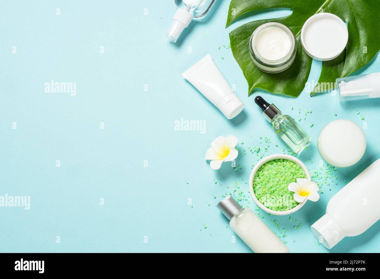 Natural cosmetic products at color background Stock Photo - Alamy